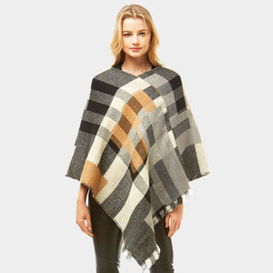 Accessories | Multi Colored Plaid Poncho | Poshmark